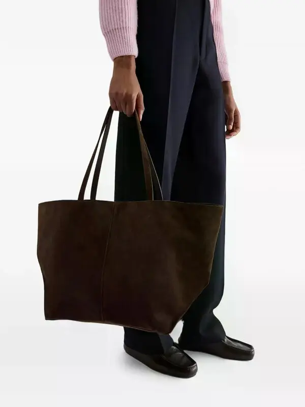 JIL SANDER Linea Piped Suede Tote Bag - Brown
