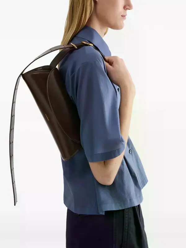 JIL SANDER Cannolo Leather Shoulder Bag - Brown