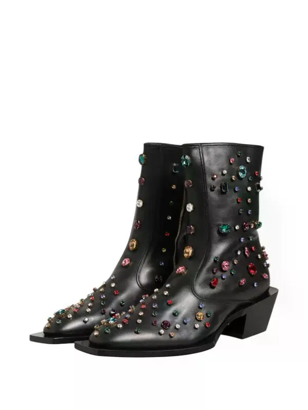 Dolce & Gabbana Embellished Leather Ankle Boots