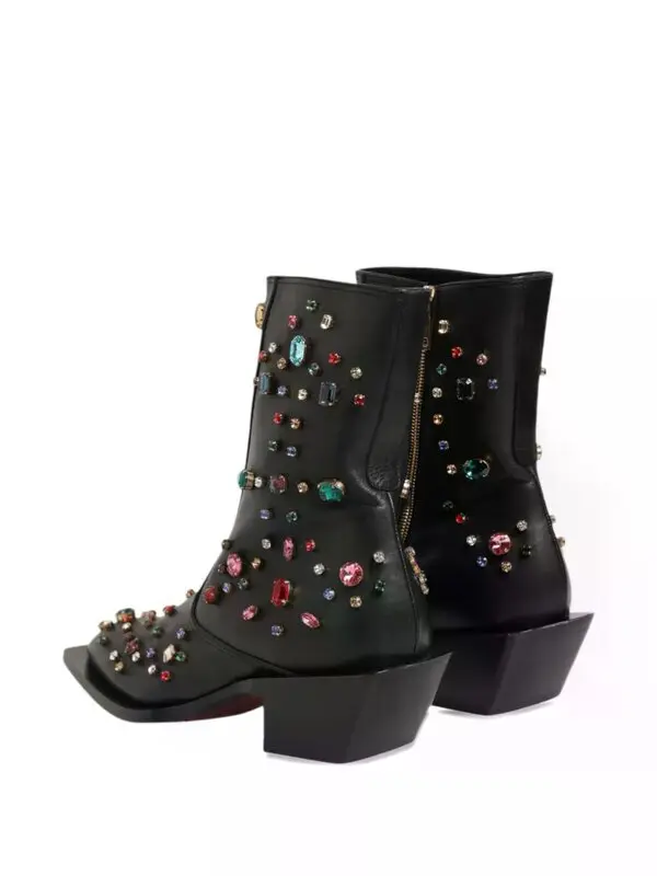Dolce & Gabbana Embellished Leather Ankle Boots
