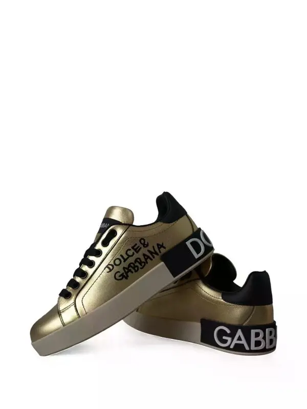 Dolce & Gabbana Portofino Metallic Leather Sneakers