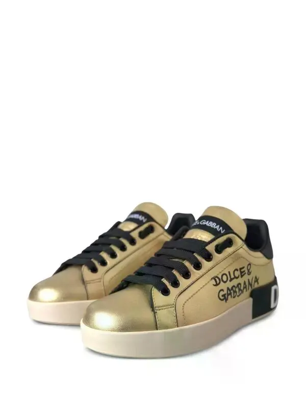 Dolce & Gabbana Portofino Metallic Leather Sneakers