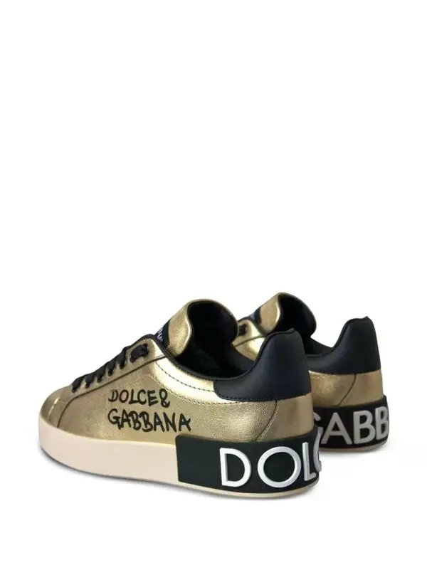 Dolce & Gabbana Portofino Metallic Leather Sneakers
