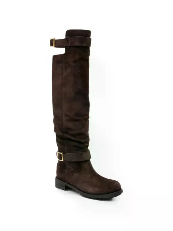 JIMMY CHOO Biker Kb Buckle-strap Boots - Brown