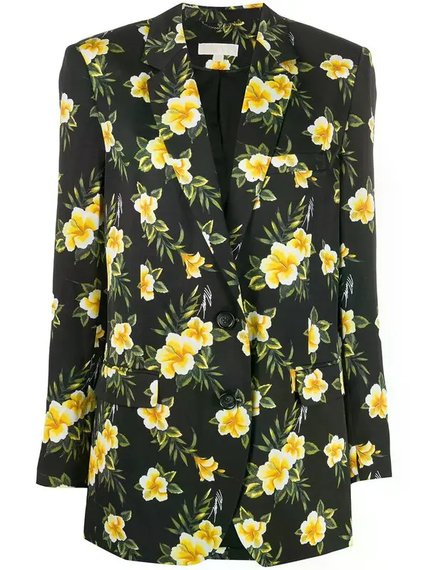 Michael Kors Single-breasted Floral Blazer - Black