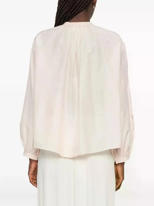 FORTE_FORTE Embroidered Balloon Sleeve Blouse - Pink