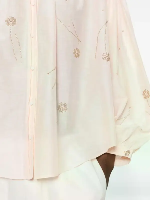 FORTE_FORTE Embroidered Balloon Sleeve Blouse - Pink