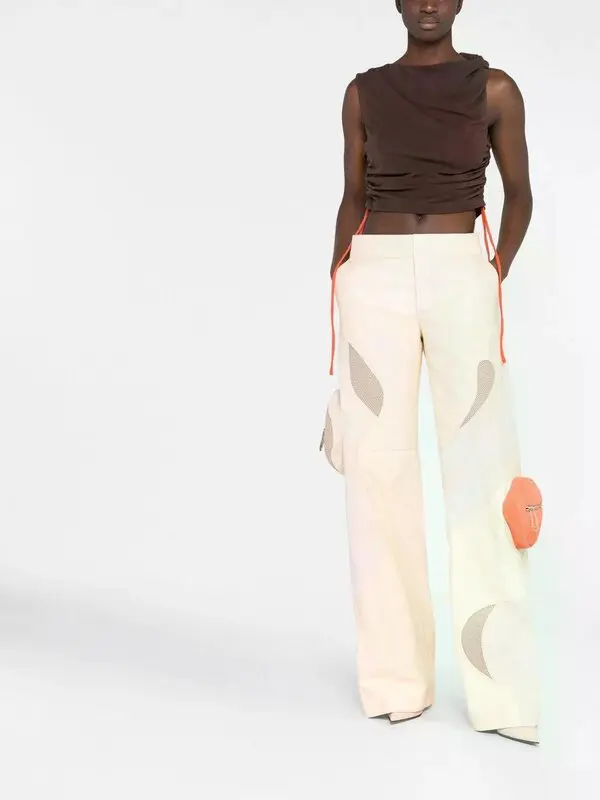 Off-White Beige Cotton Paneled Cargo Trousers