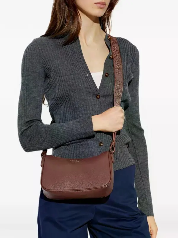 Emporio Armani Pebbled Leather Shoulder Bag - Brown