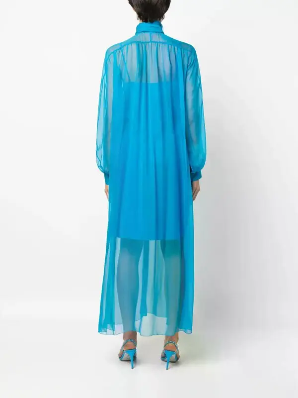 Alberta Ferretti Silk Semi-sheer Poet Sleeve Dress