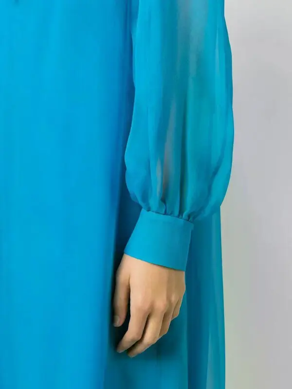 Alberta Ferretti Silk Semi-sheer Poet Sleeve Dress
