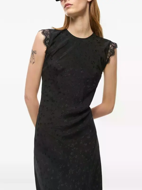 Pinko Lace-trim Jacquard Midi Dress