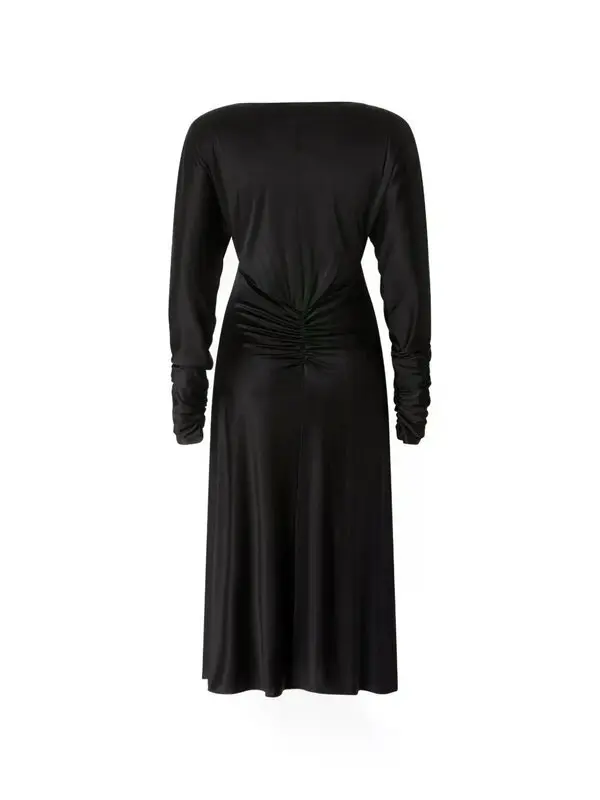 Pinko Ruched Long-sleeve Satin Midi Dress