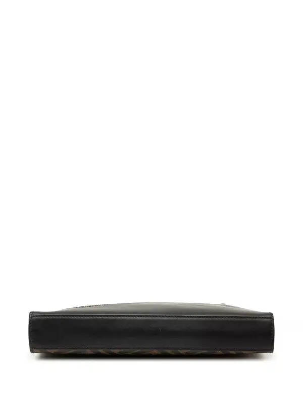 Fendi Zucca Coated Canvas Diagonal Front Zip Clutch Bag