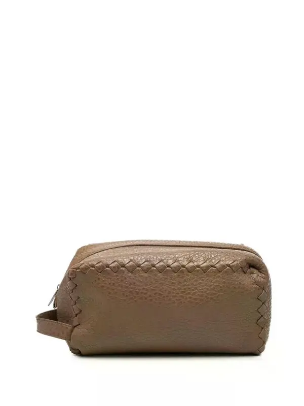 Bottega Veneta 2007-2011 Intrecciato Trimmed Cervo Toiletry Pouch - Brown
