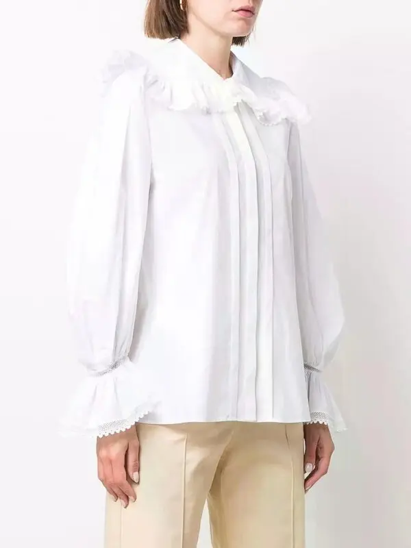 Alberta Ferretti Ruffled Cotton-blend Blouse