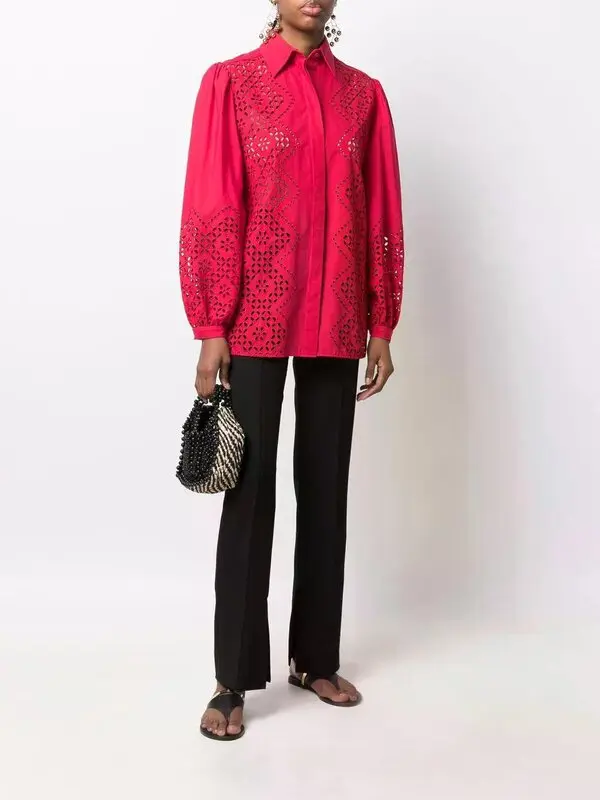 Alberta Ferretti Embroidered Cotton-blend Shirt
