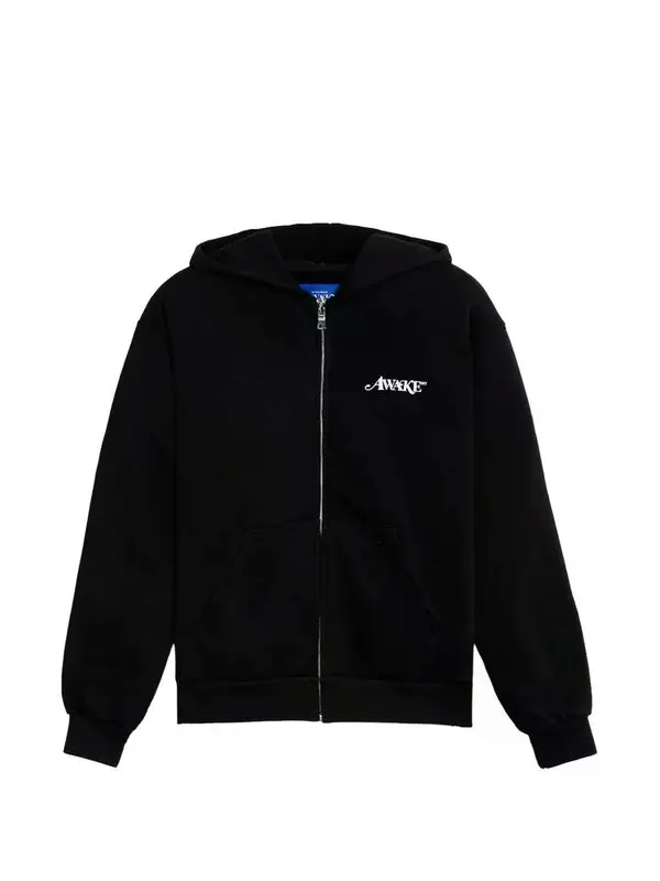 AWAKE NY Logo Print Zip-up Hoodie