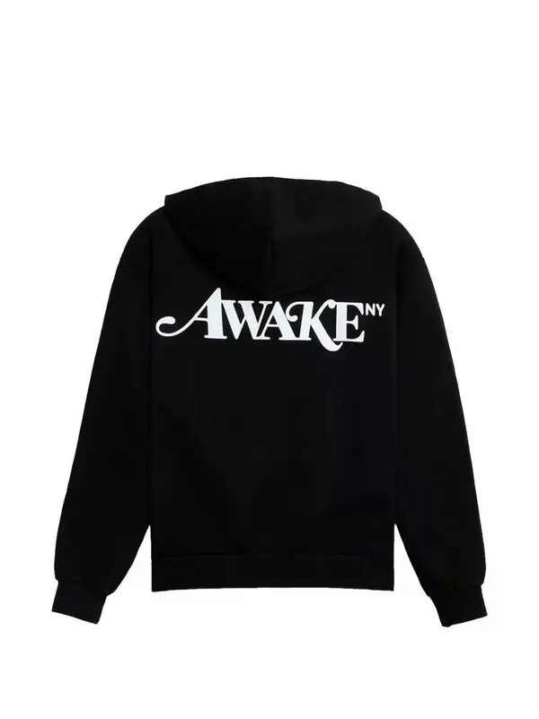 AWAKE NY Logo Print Zip-up Hoodie