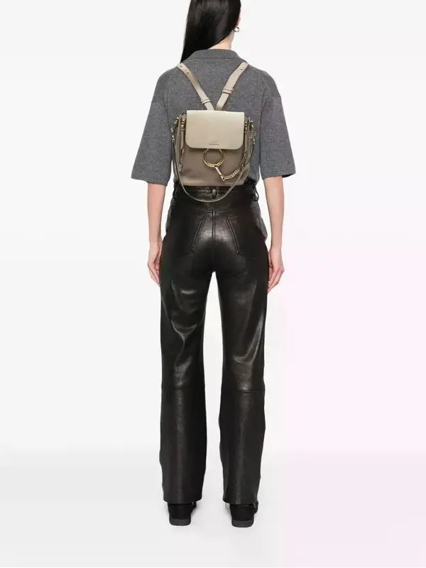Chloé Faye Backpack In Calfskin And Suede - Brown