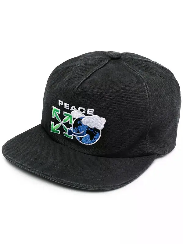Off-White Baseball Cap With Embroidered Arrows Motif - Black