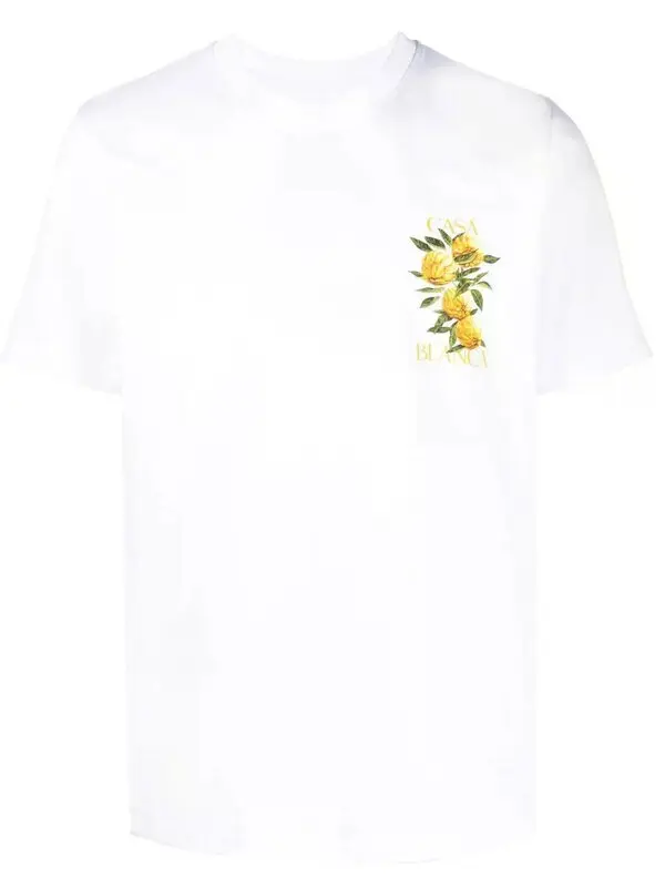 Casablanca Fruit-print Round-neck T-shirt - White