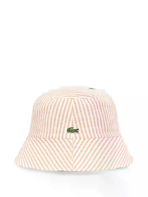 Lacoste Striped Seersucker Bucket Hat - Orange