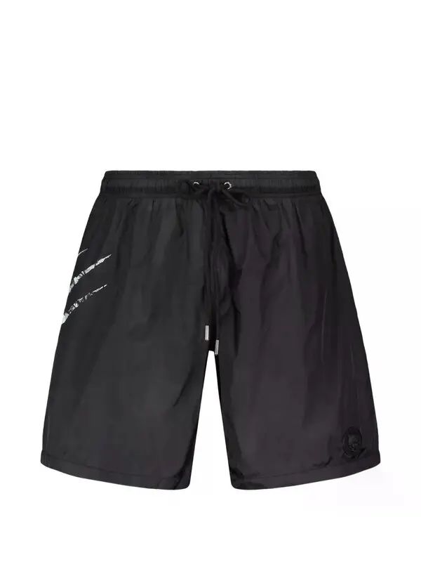 PLEIN SPORT Logo Print Drawstring Swim Shorts - Black