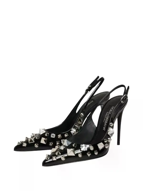 Dolce & Gabbana Embellished Leather Slingback Sandals - Black