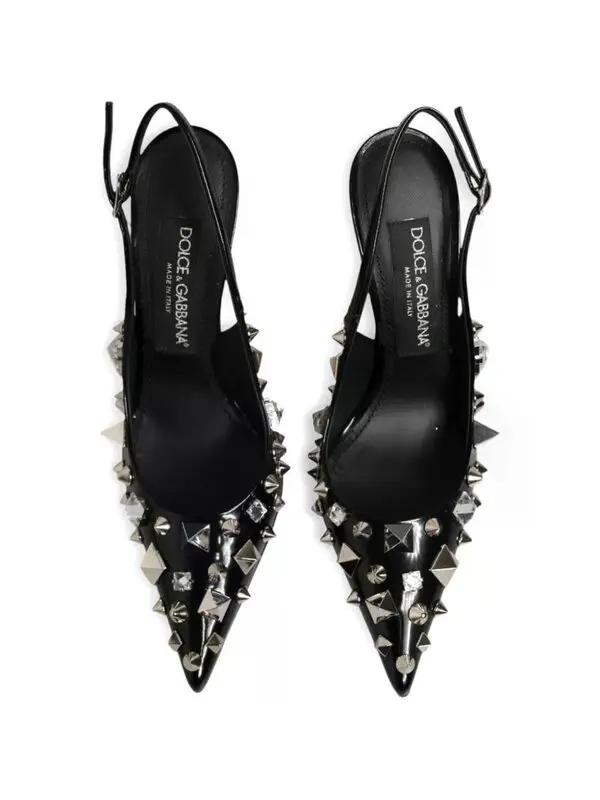 Dolce & Gabbana Embellished Leather Slingback Sandals