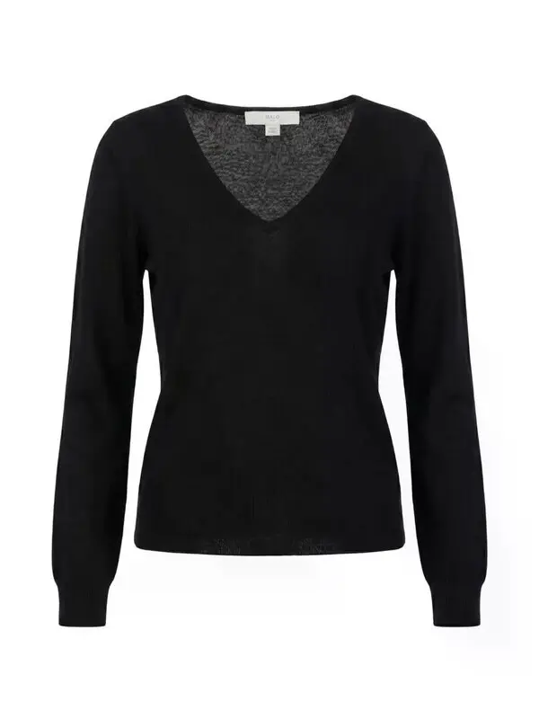 Malo Fine Knit V-neck Long Sleeve Sweater