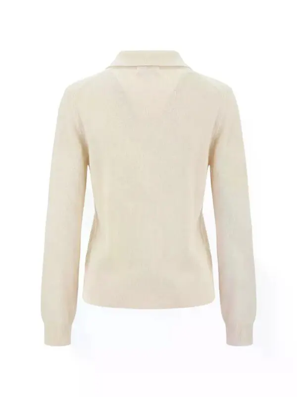 Malo Ribbed Knitted Polo Top - White