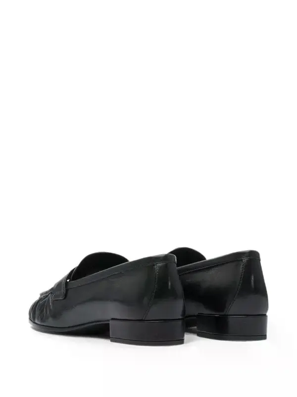 Prada Gathered Detail Leather Loafers