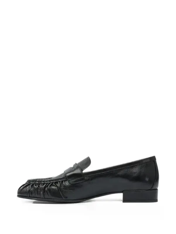 Prada Gathered Detail Leather Loafers