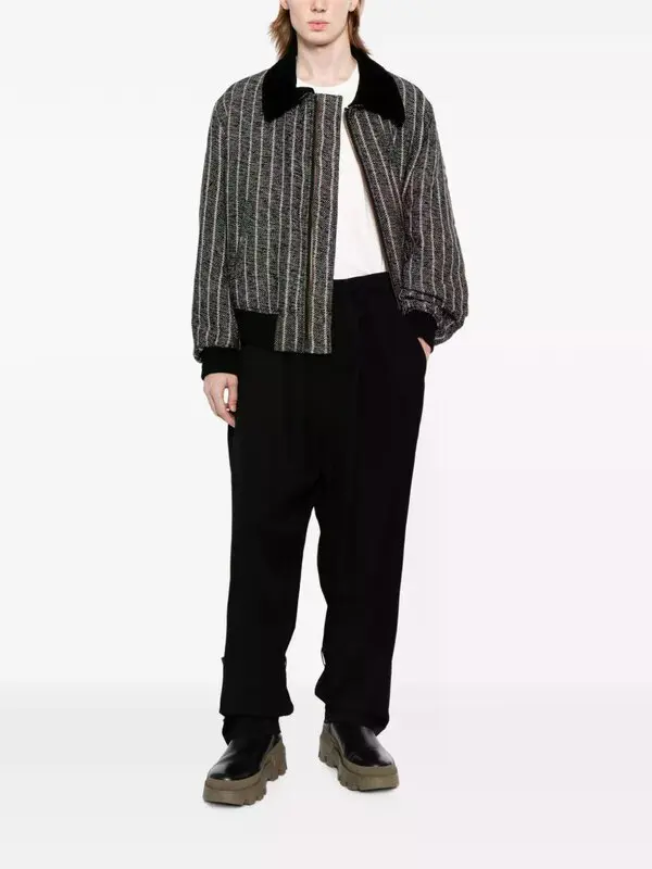 Yohji Yamamoto Three Blend Stripe-pattern Bomber Jacket