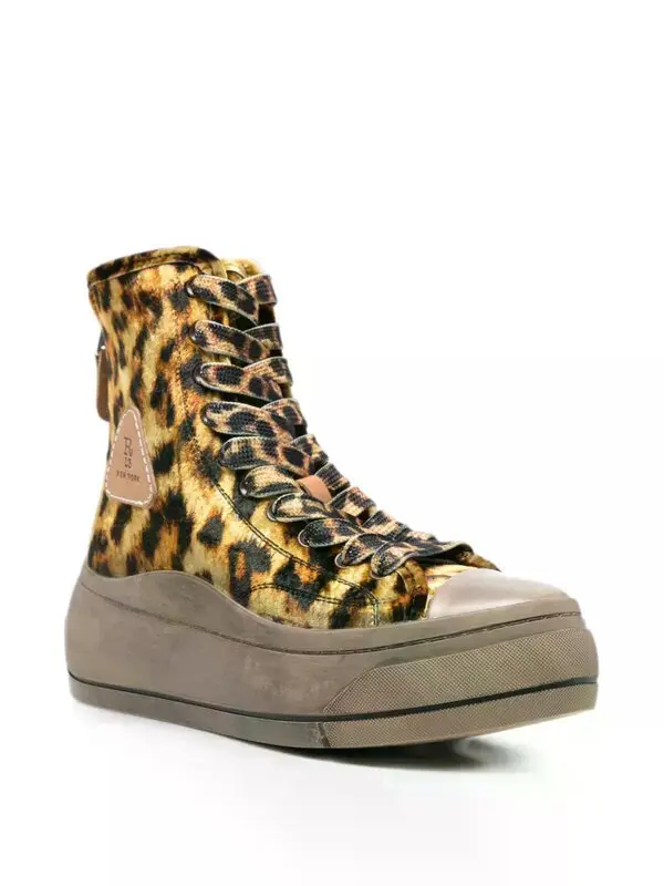 R13 Leopard Print Velvet Platform High Top Sneakers