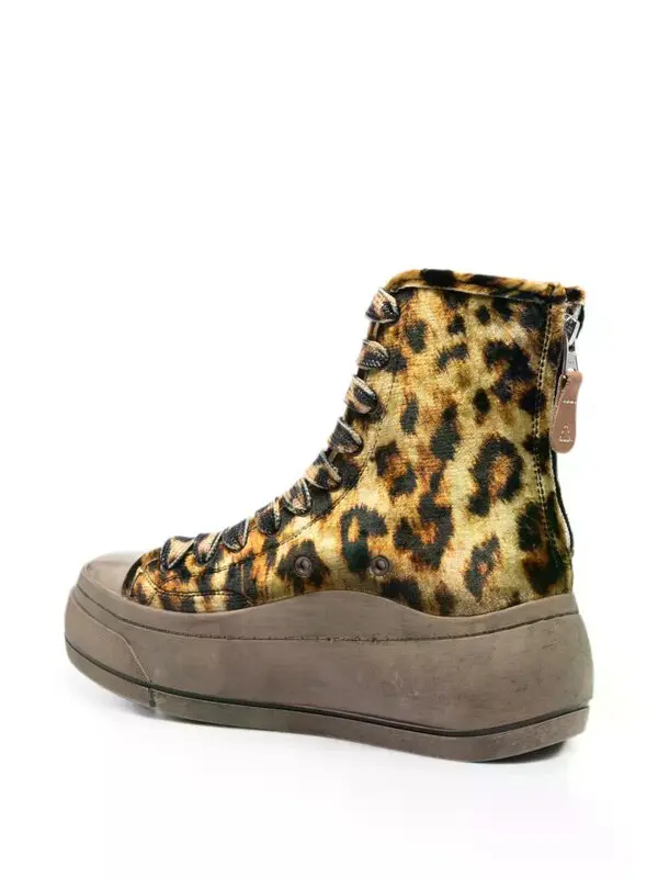 R13 Leopard Print Velvet Platform High Top Sneakers