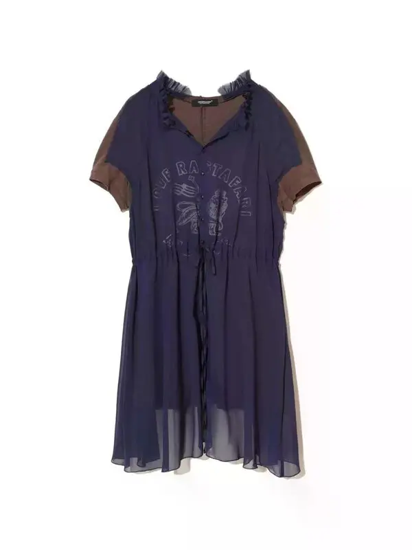 Undercover Ruffled-trim Graphic-print Midi Dress