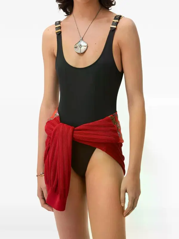 Versace One-piece Swimsuit With Buckle Detail - Black