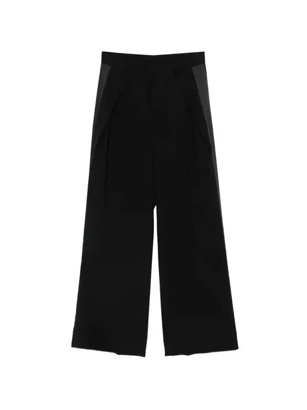 Sacai Tailored Wool Trousers With Satin Trim And Buckled Belt