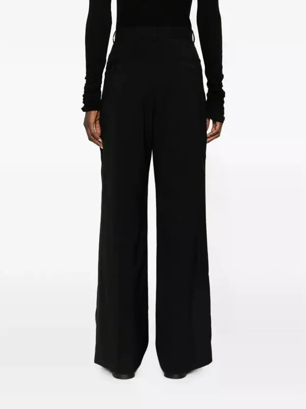 Sacai Tailored Wool Trousers With Satin Trim And Buckled Belt