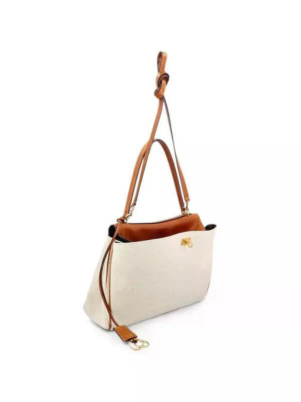 Balenciaga Rodeo Turnlock Fastening Canvas Handbag - Neutrals