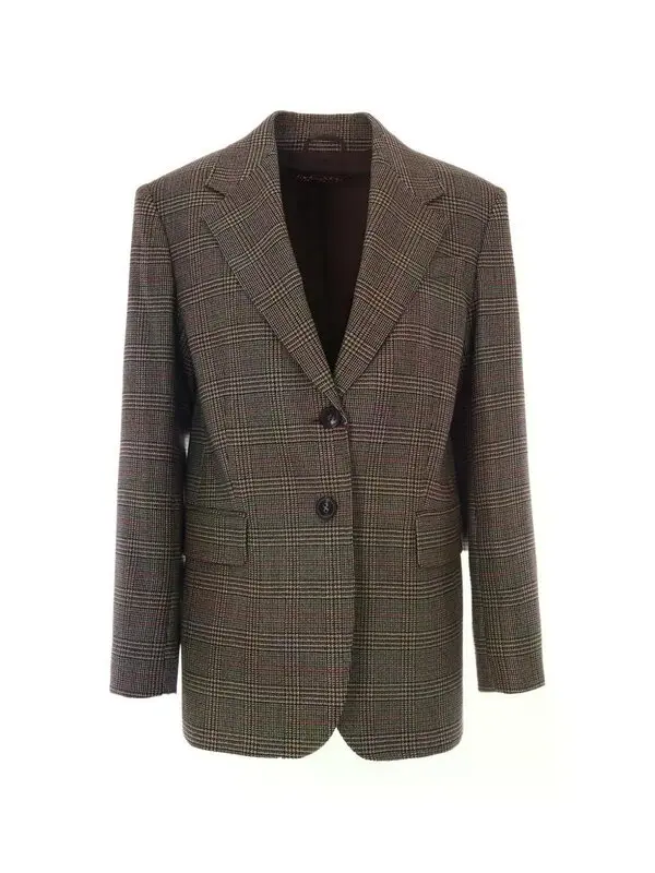 Max Mara Check-pattern Wool Blazer