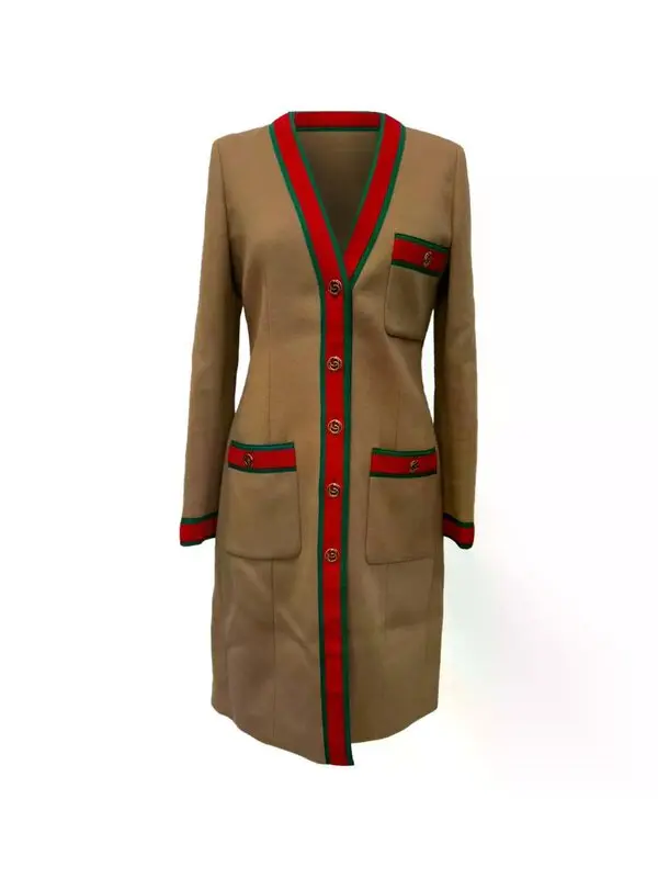 Gucci Gg Web Trimmed Wool Coat