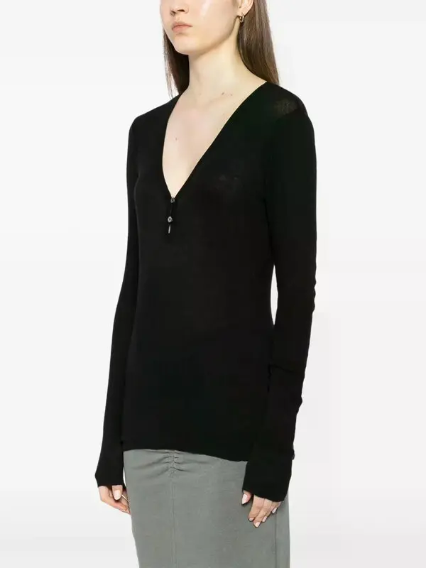 JAMES PERSE Ribbed Cotton-cashmere Blend V-neck Top