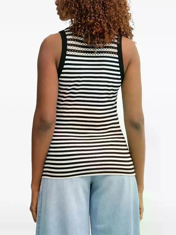 Liu Jo Logo Embellished Striped Tank Top