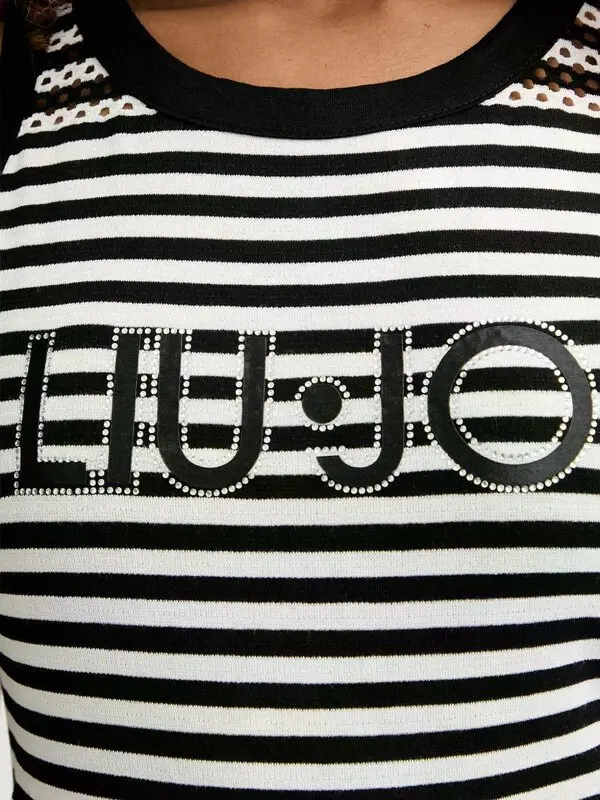 Liu Jo Logo Embellished Striped Tank Top