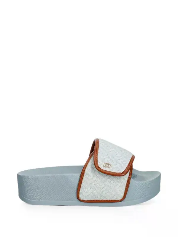 Liu Jo Monogram Pattern Touch-strap Slides