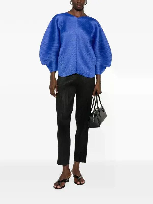 Issey Miyake Coast Pleated Top With Lantern Sleeves