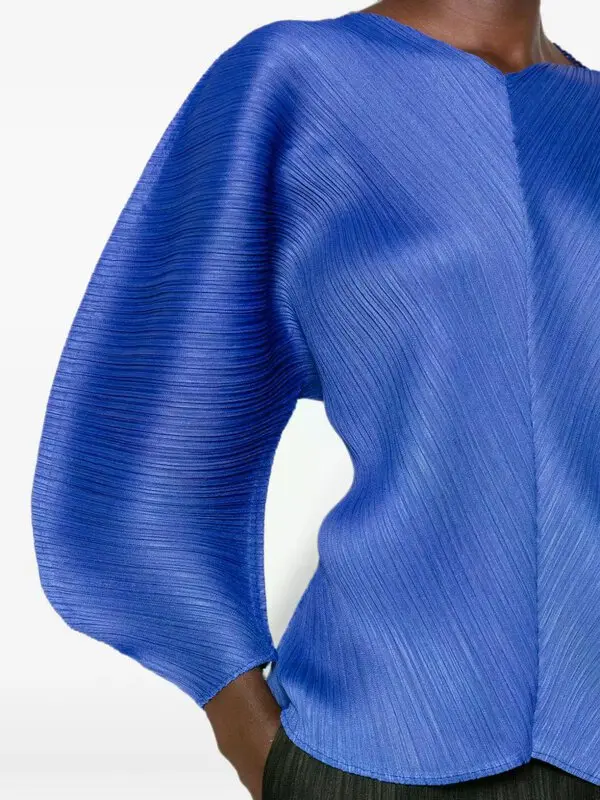 Issey Miyake Coast Pleated Top With Lantern Sleeves